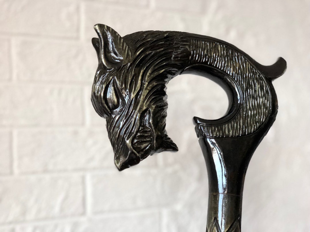 Hand-carved Wolf Walking Cane - Etsy