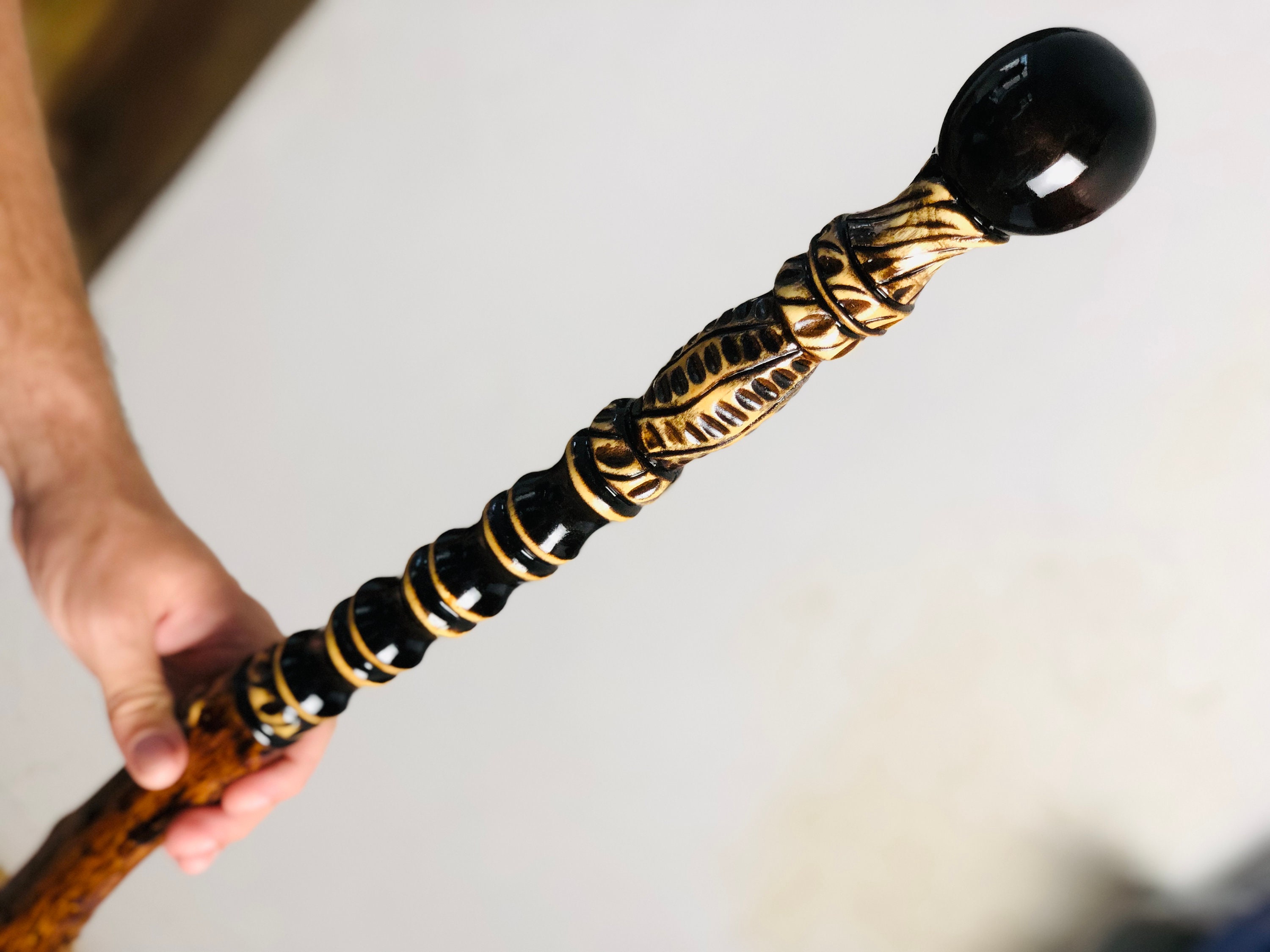 Wooden Staff Wizard Staff Rune Staff | Etsy