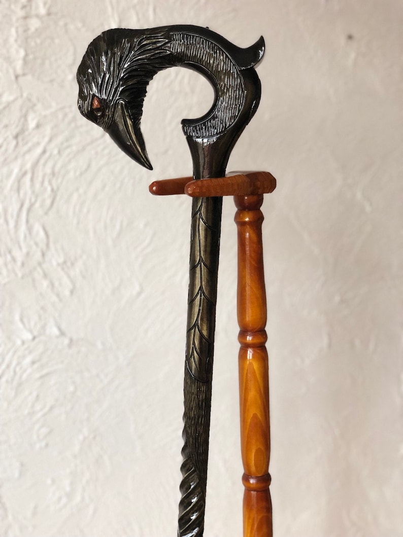 Raven Walking Cane Raven Black Walking Stick Raven Walking | Etsy