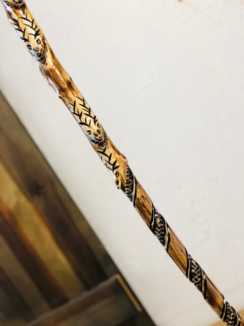 Wizard Walking Stick Wizard Staff Wooden Hiking Staff Larp | Etsy
