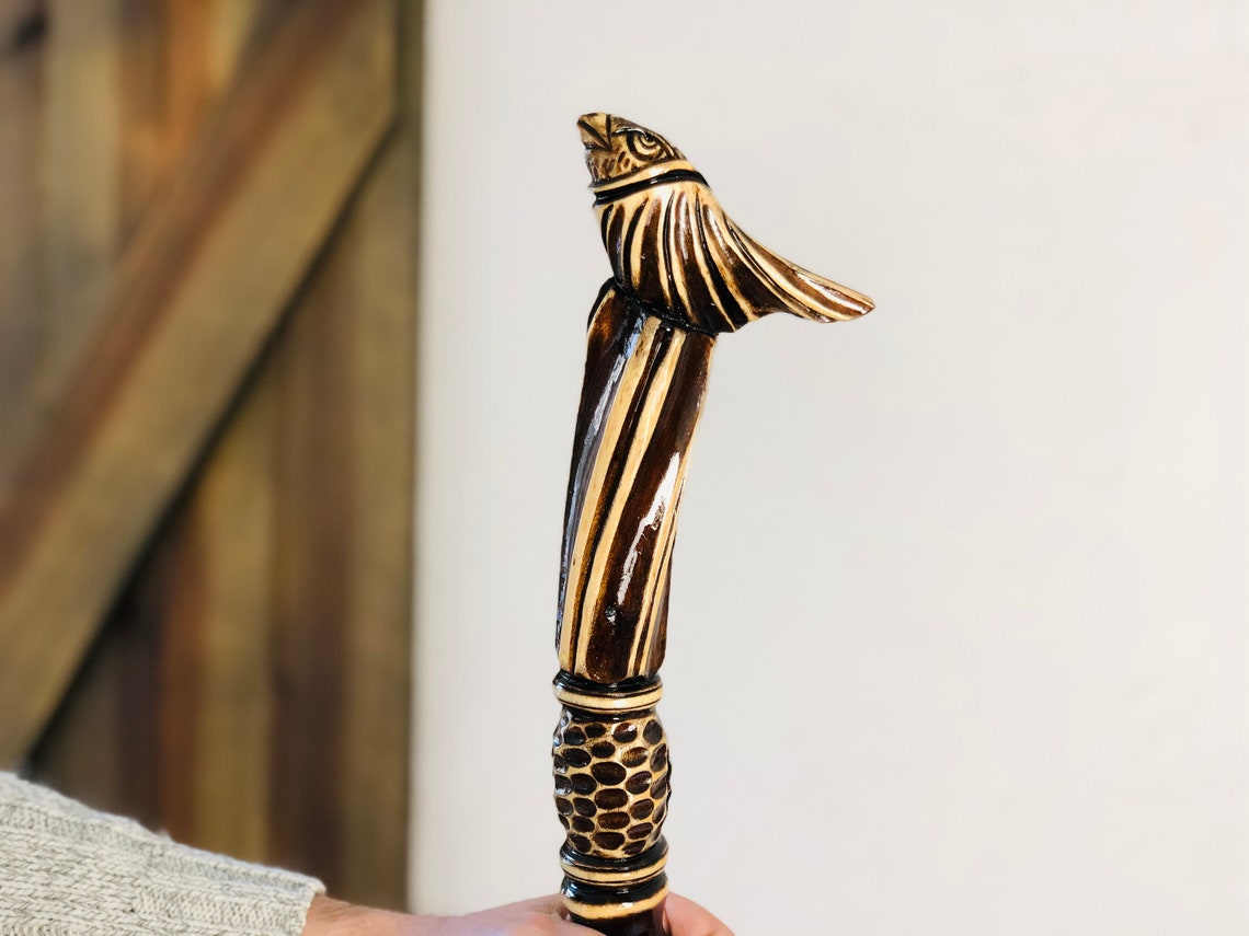 Forest Hiking Stick Bird Wizard Stick Wooden Staff Hand - Etsy