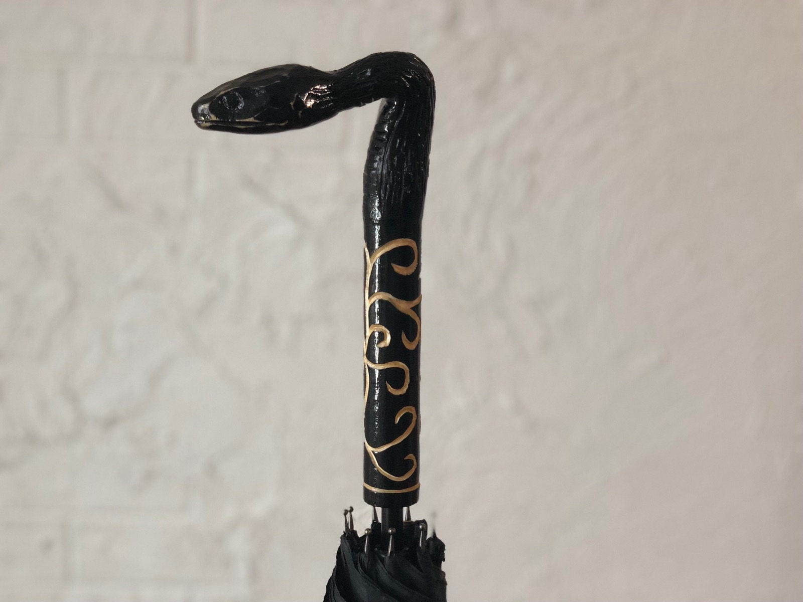 Hand Carved Wooden Umbrella Serpent Design Umbrella Snake | Etsy