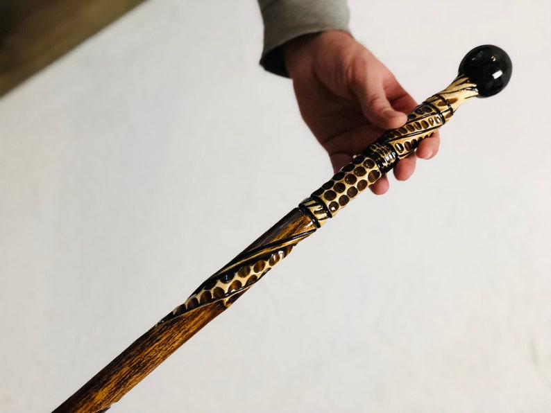 Hand Carved Walking Stick 36 Inch Wizard Walking Stick Magic - Etsy