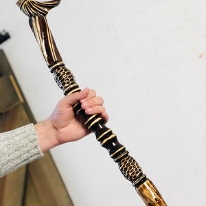Wizard Walking Stick, Wizard Staff, Wooden Hiking Staff, Larp Wizard ...