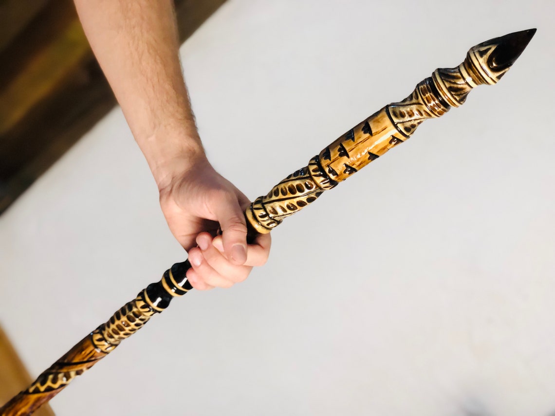 Hiking Staff Wooden Staff Wooden Hiking Stick Wood Walking - Etsy