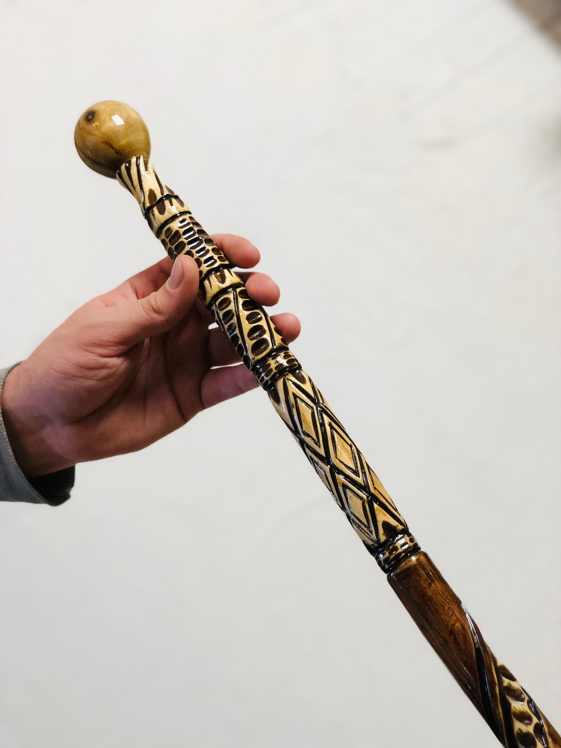 Wood Walking Stick 35 Inch Wizards Walking Sticks Mage - Etsy