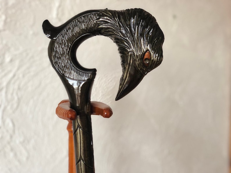 Raven Walking Cane Raven Black Walking Stick Raven Walking | Etsy UK