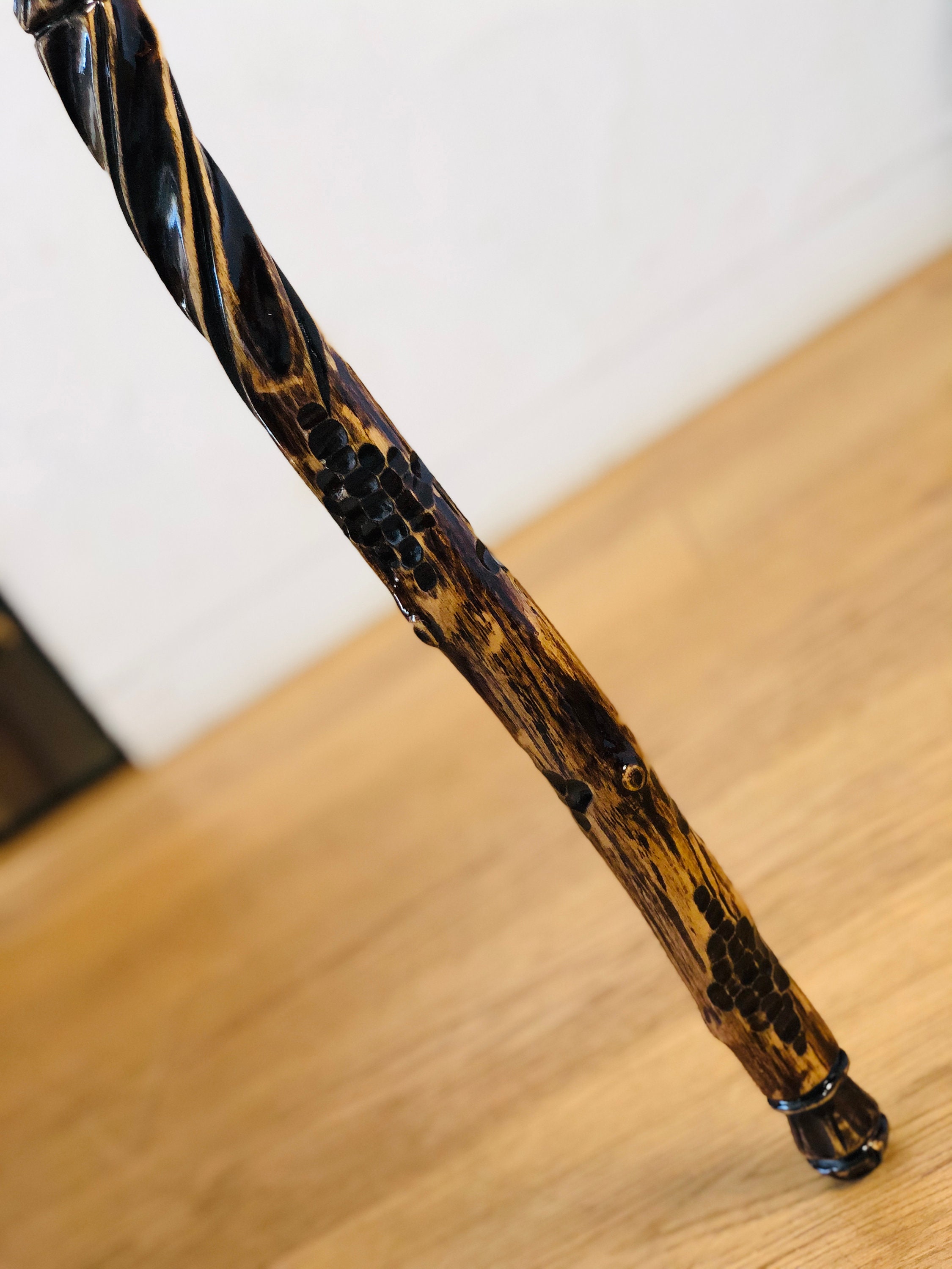Handmade Wooden Hiking Staff: Carved Wizard Walking Stick (61 Inch) - Etsy