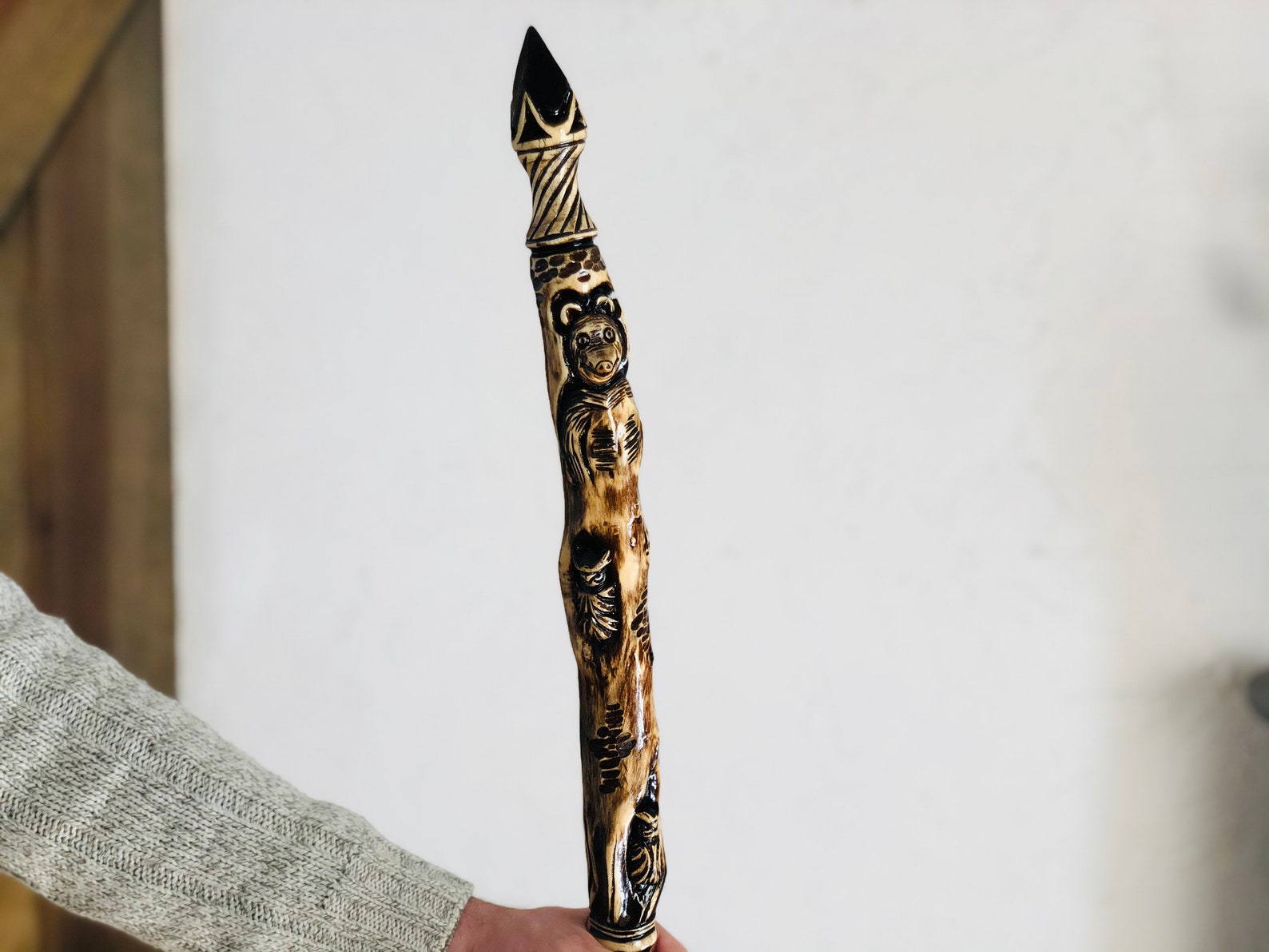 Wizard Staff Carved Hiking Staff Magic Druid Staff Fantasy | Etsy