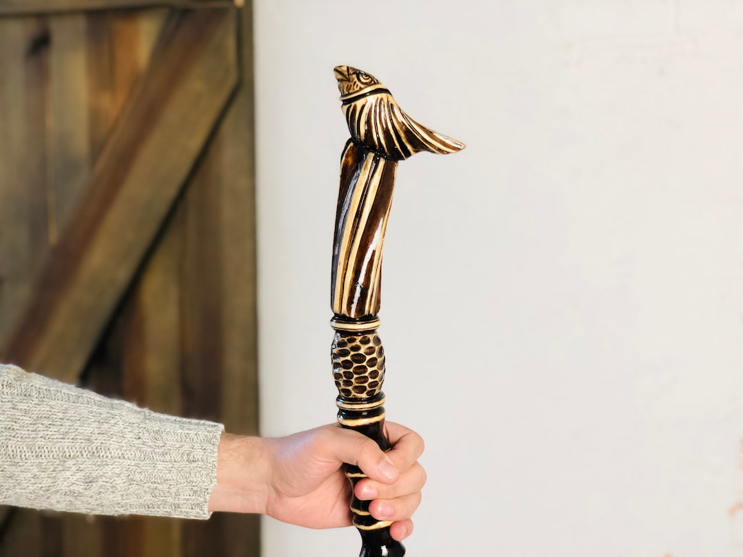 Wizard Walking Stick, Wizard Staff, Wooden Hiking Staff, Larp Wizard ...