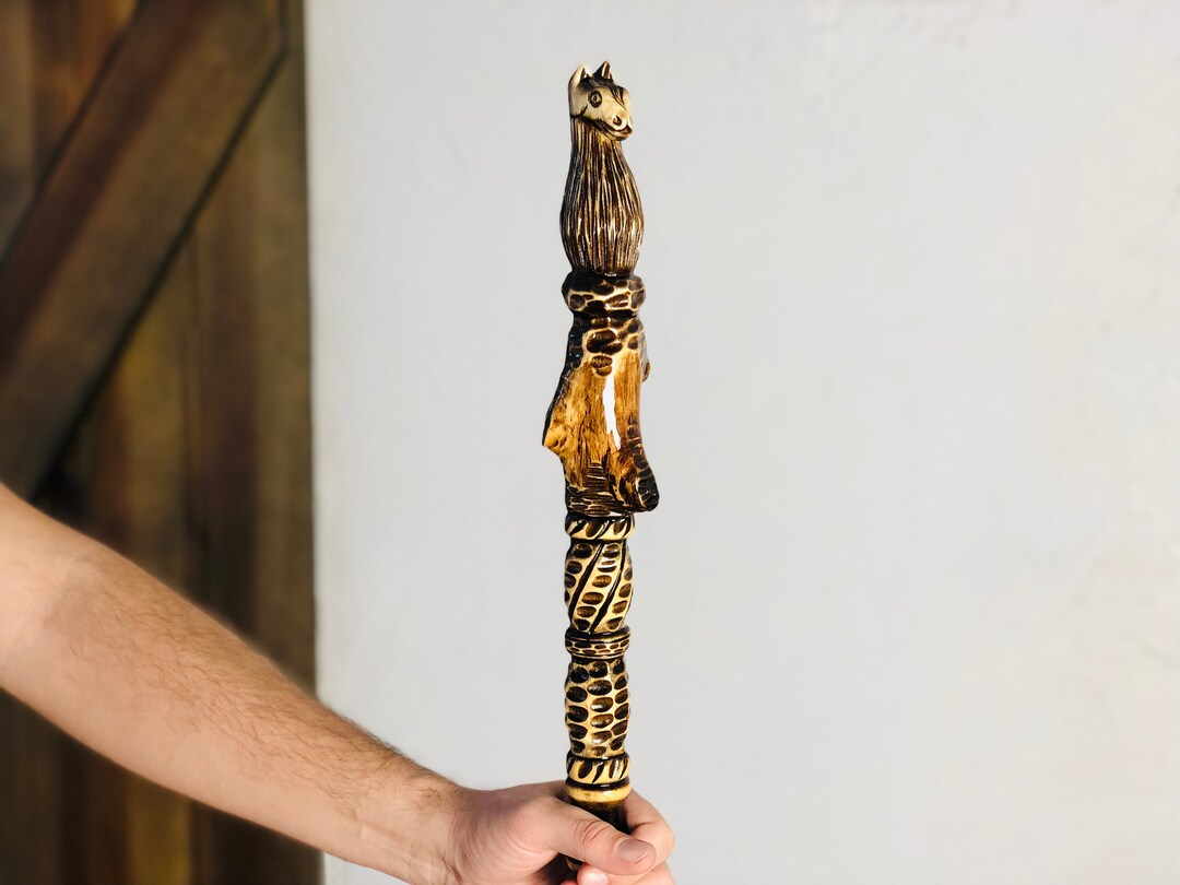 Large Wizard Staff Horse, Wood Hiking Staff - Etsy