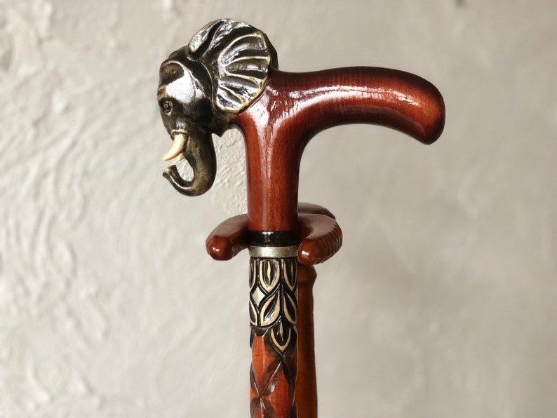 Wood Walking Cane Elephant - Etsy