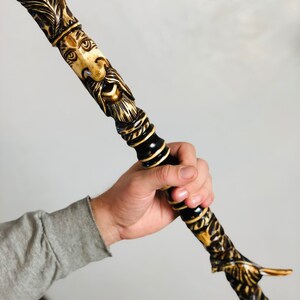 Wooden Hiking Staff, Wizard Staff, Handmade Mage Staff, Carved Wood ...