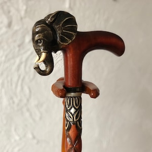 Wood Walking Cane Elephant - Etsy