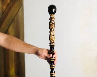 Wooden Hiking Staff Wizard Staff Handmade Mage Staff Carved | Etsy