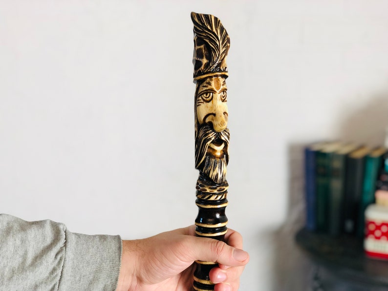 Wooden Hiking Staff Wizard Staff Handmade Mage Staff Carved - Etsy