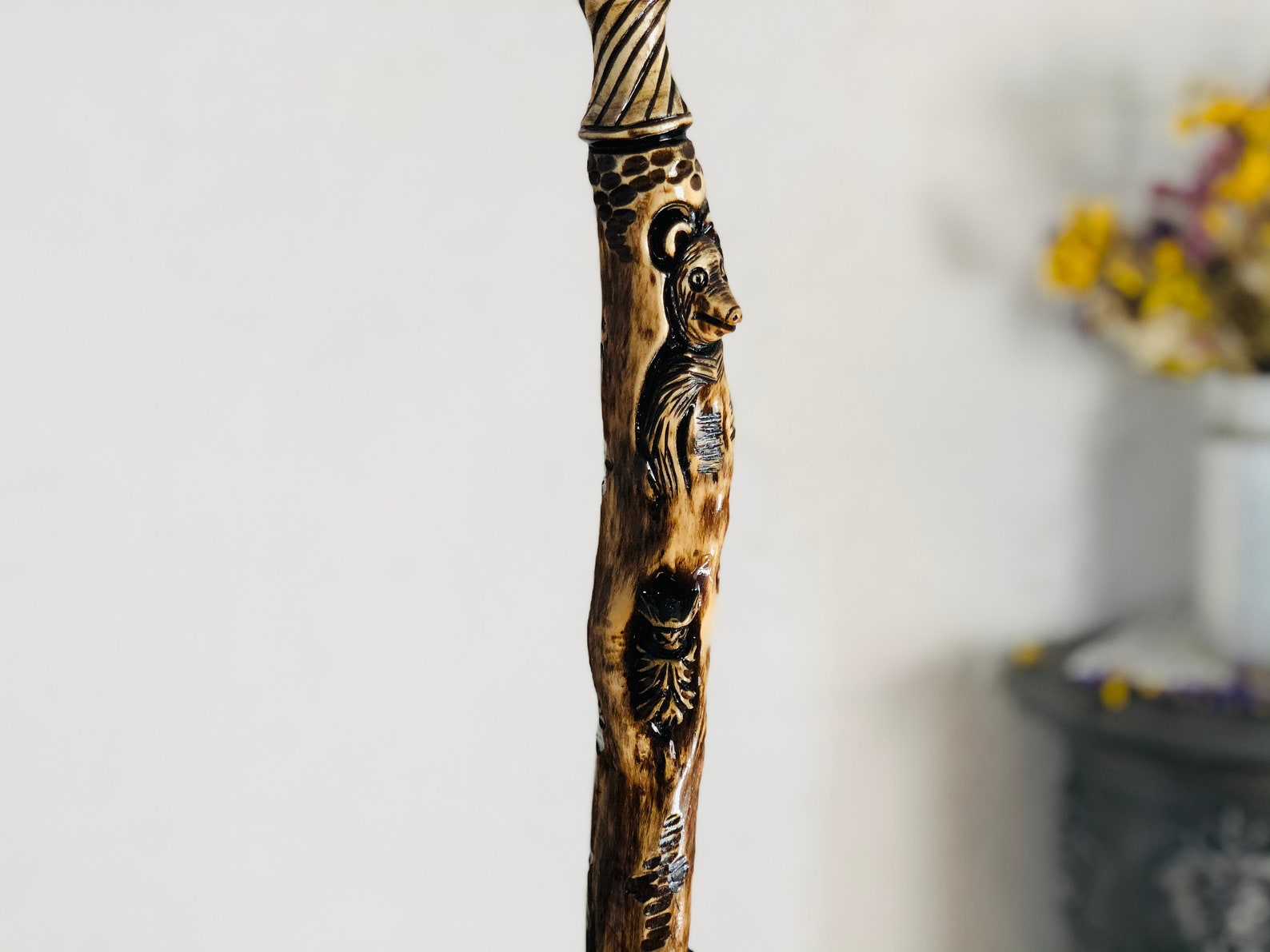 Wizard Staff Carved Hiking Staff Magic Druid Staff Fantasy | Etsy