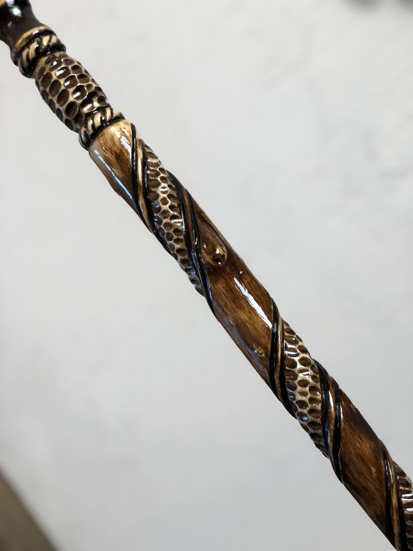 Wooden hiking staff Wizard staff Handmade mage staff Carved | Etsy