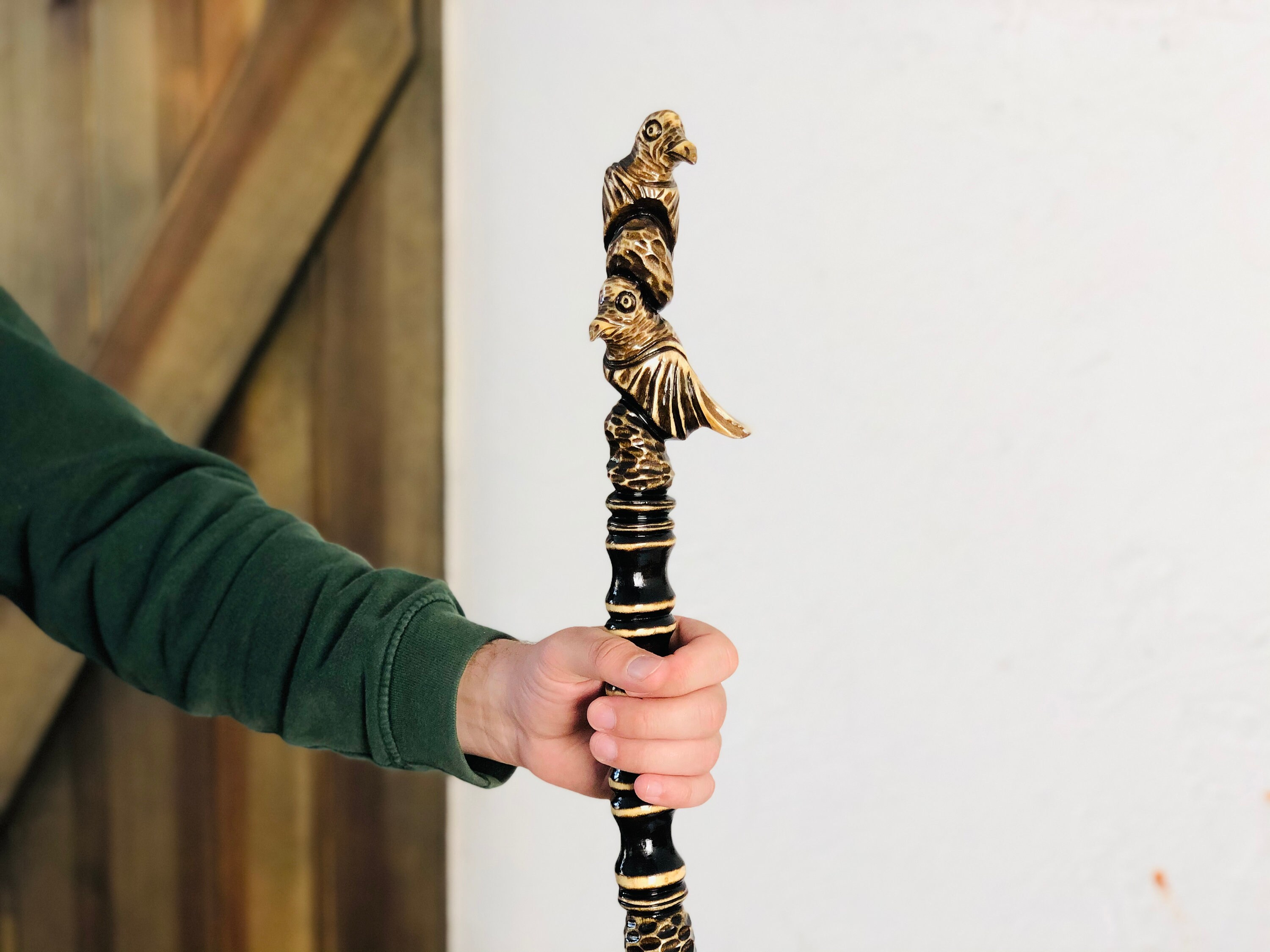 Wooden hiking stick Wizard staff Hiking staff Mage staff | Etsy