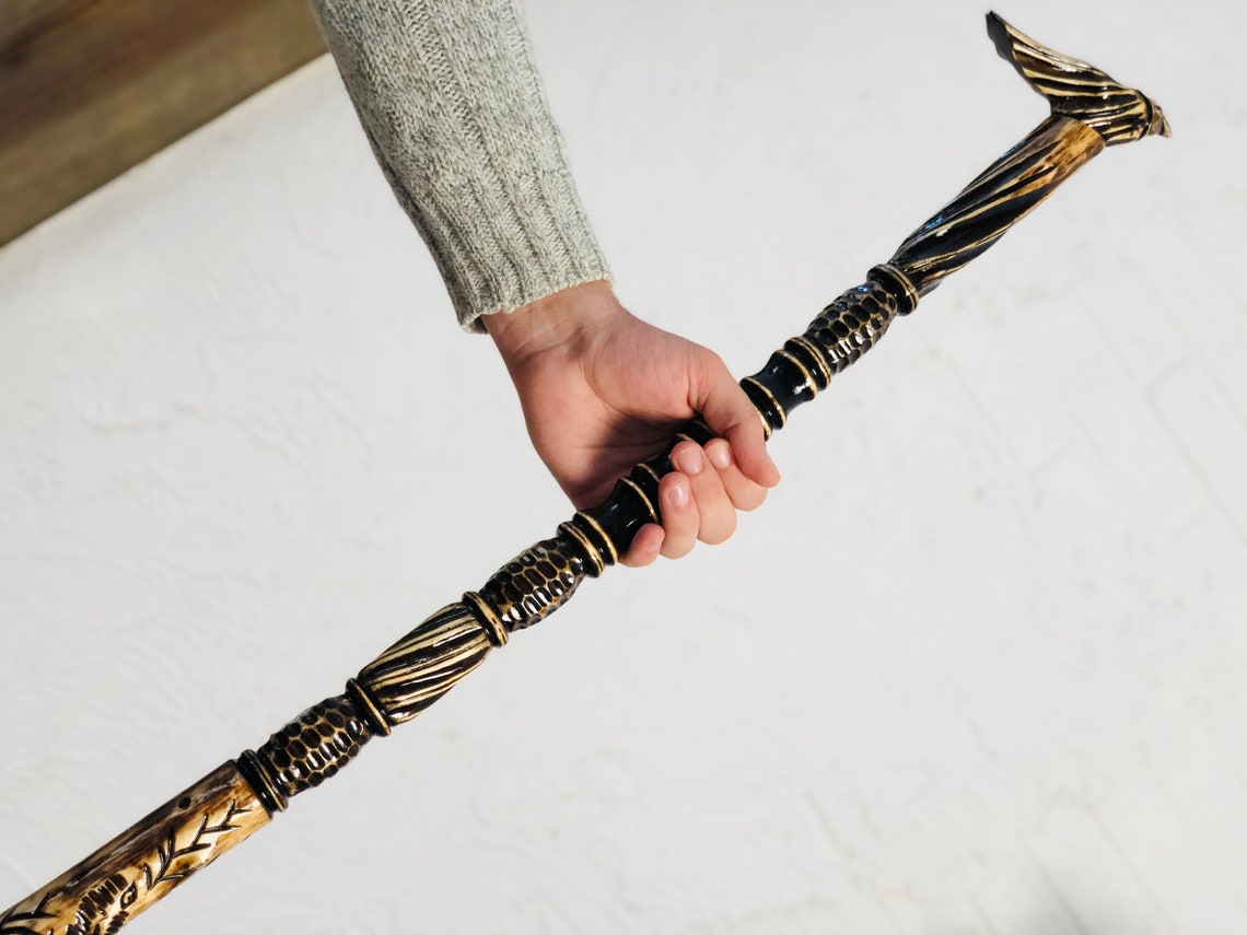 Mage staff wooden hiking stick wizard staff handmade | Etsy