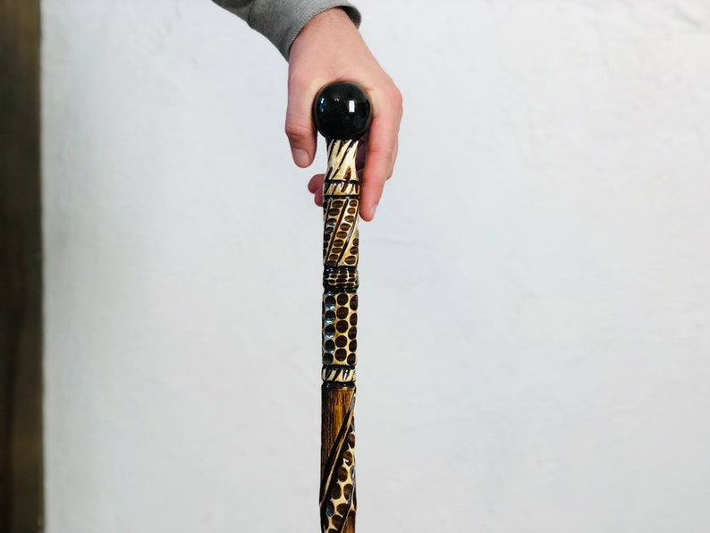 Hand Carved Walking Stick 36 Inch Wizard Walking Stick Magic - Etsy