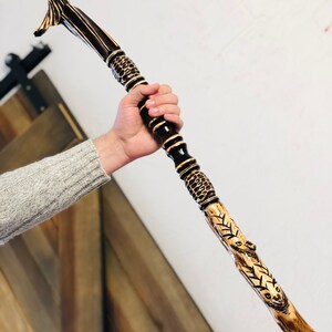 Wizard Walking Stick, Wizard Staff, Wooden Hiking Staff, Larp Wizard ...