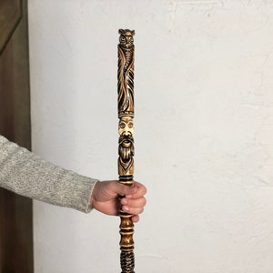 Larp Staff, Wizard Staff, Carved Wood Magic Staff - Etsy
