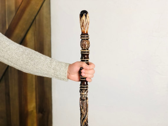 Wanderstab Magierstab Holzwanderstab Zaubererstab - Etsy.de