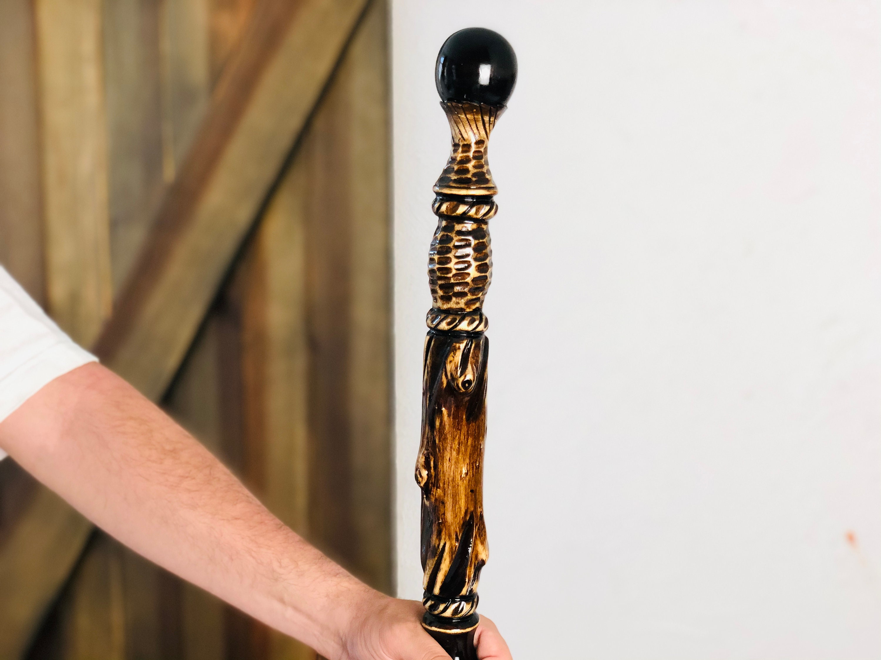 Larp staff Hiking pole Wizard staff Hiking staff Mage | Etsy