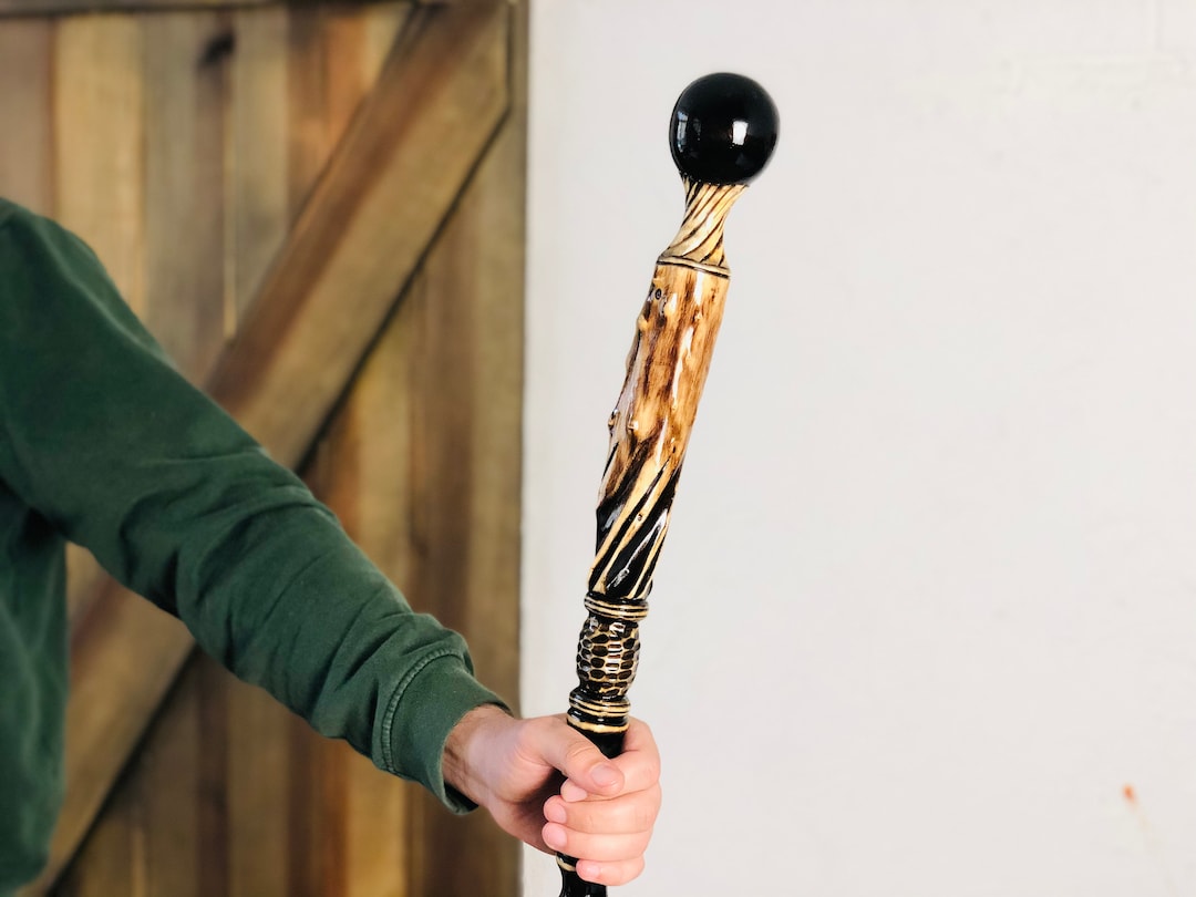 Wooden Hiking Stick, Carved Walking Stick, Handmade Hiking Staff, Wood ...