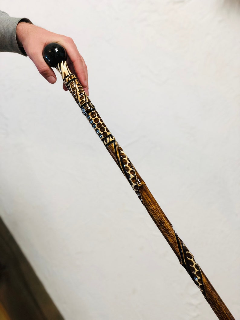 Hand Carved Walking Stick 36 Inch Wizard Walking Stick Magic - Etsy