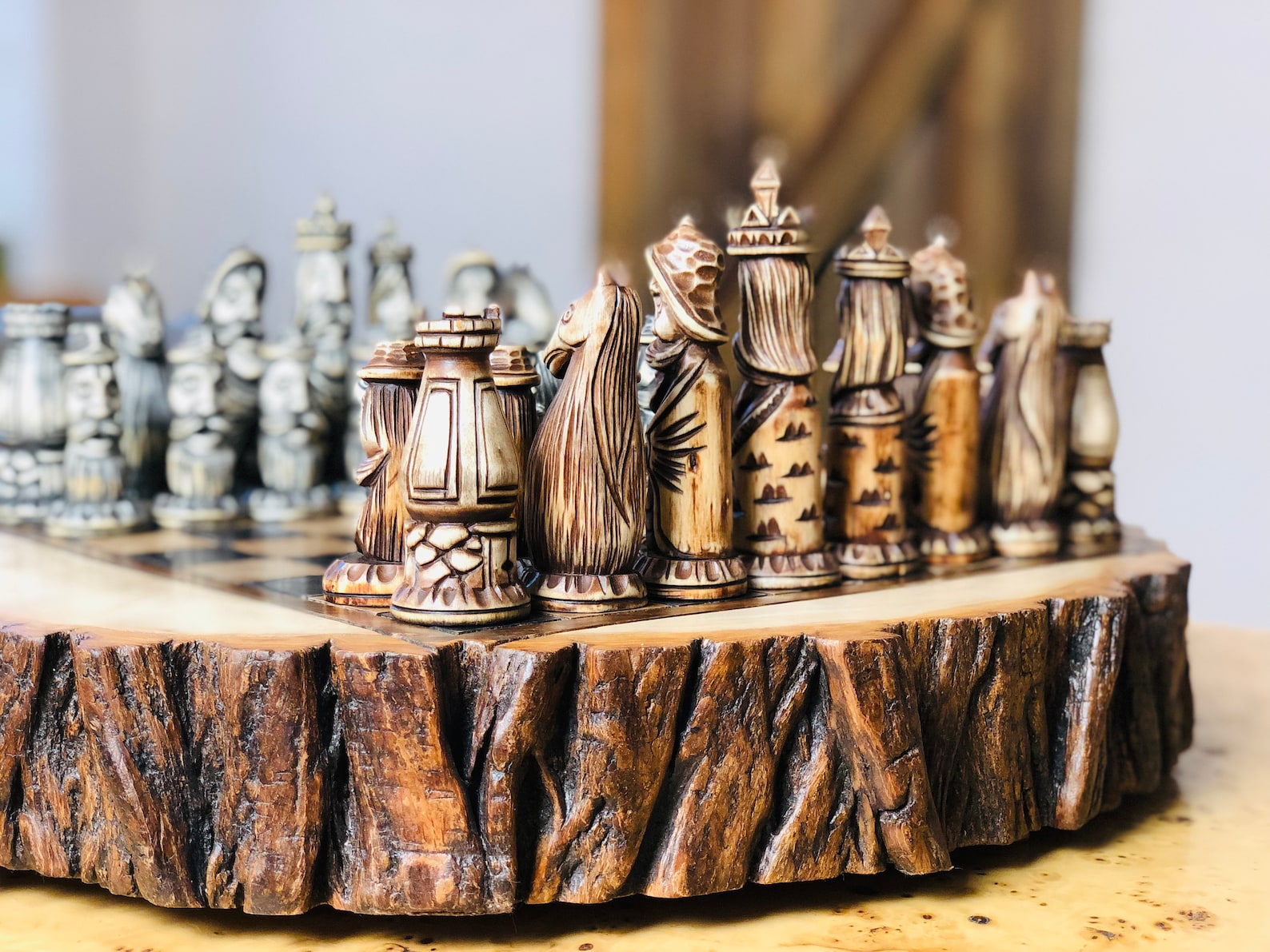 Hand Carved Chess Set Wood Handcrafted Wood Chess Set Magic | Etsy