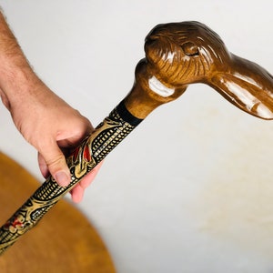 Wooden Walking Cane Hand Carved Walking Stick Rabbit | Etsy