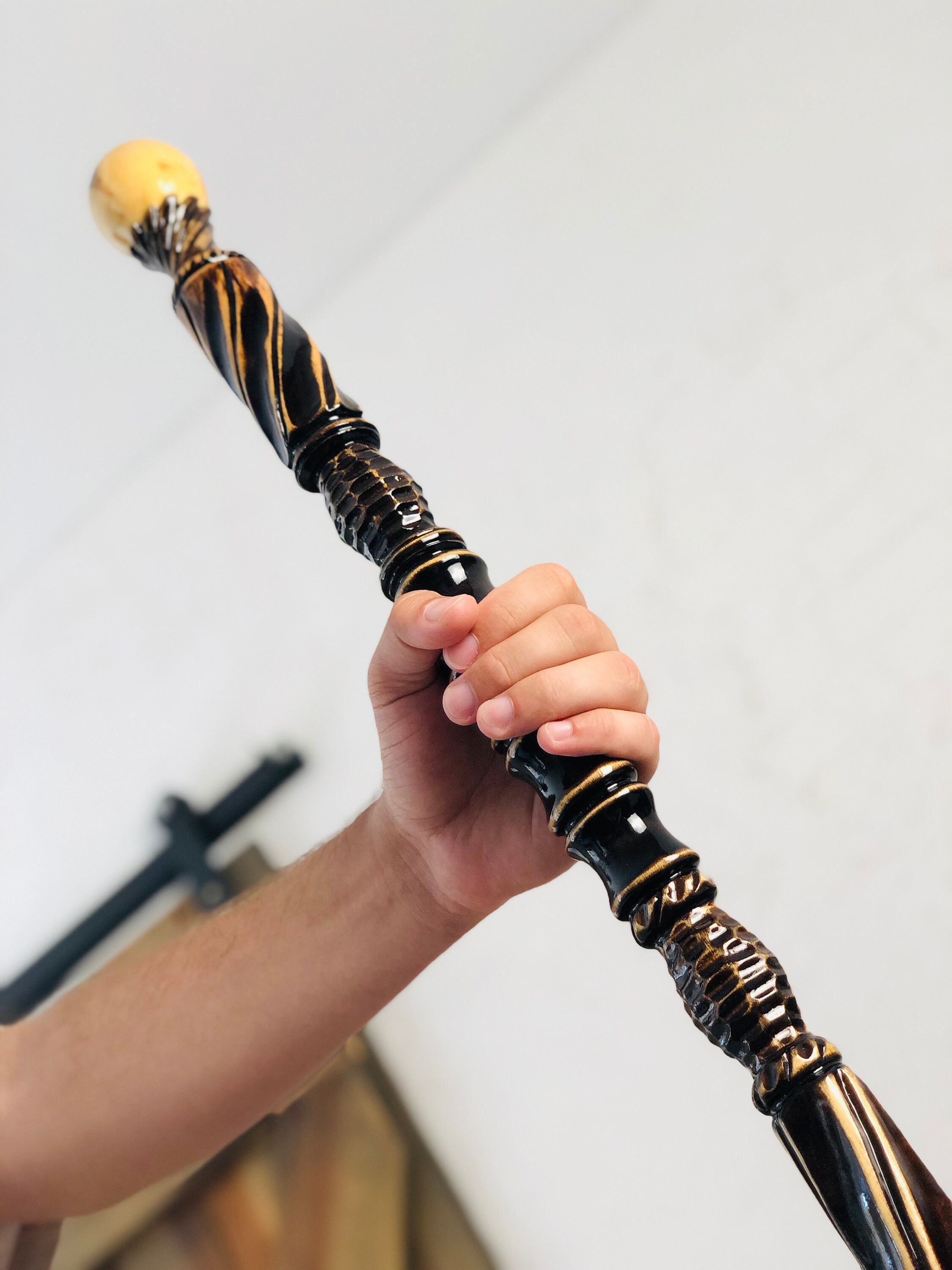 Handmade Wooden Hiking Staff: Carved Wizard Walking Stick (61 Inch) - Etsy
