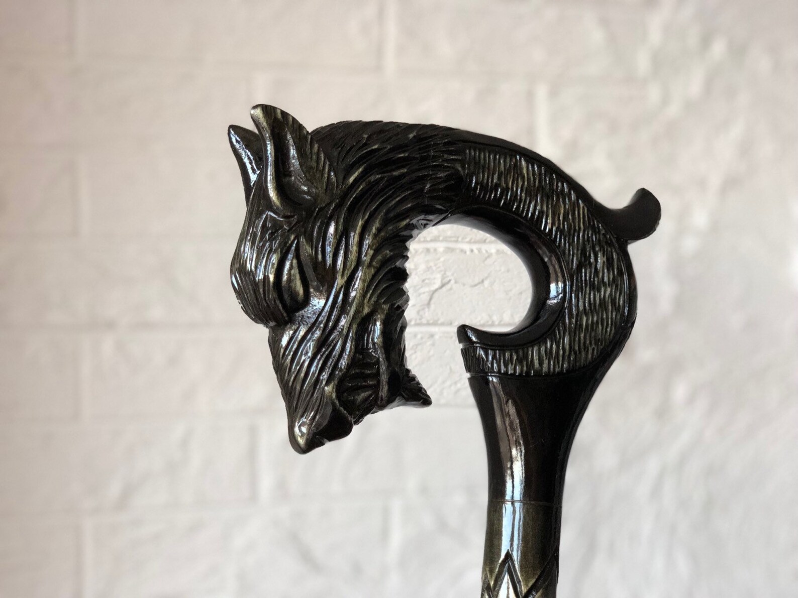 Walking Cane Wolf Black Walking Cane Wolf Canes and Walking - Etsy
