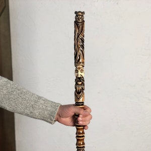 Larp Staff, Wizard Staff, Carved Wood Magic Staff - Etsy