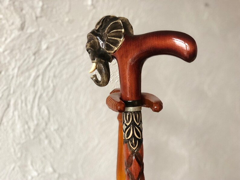 Wood Walking Cane Elephant - Etsy