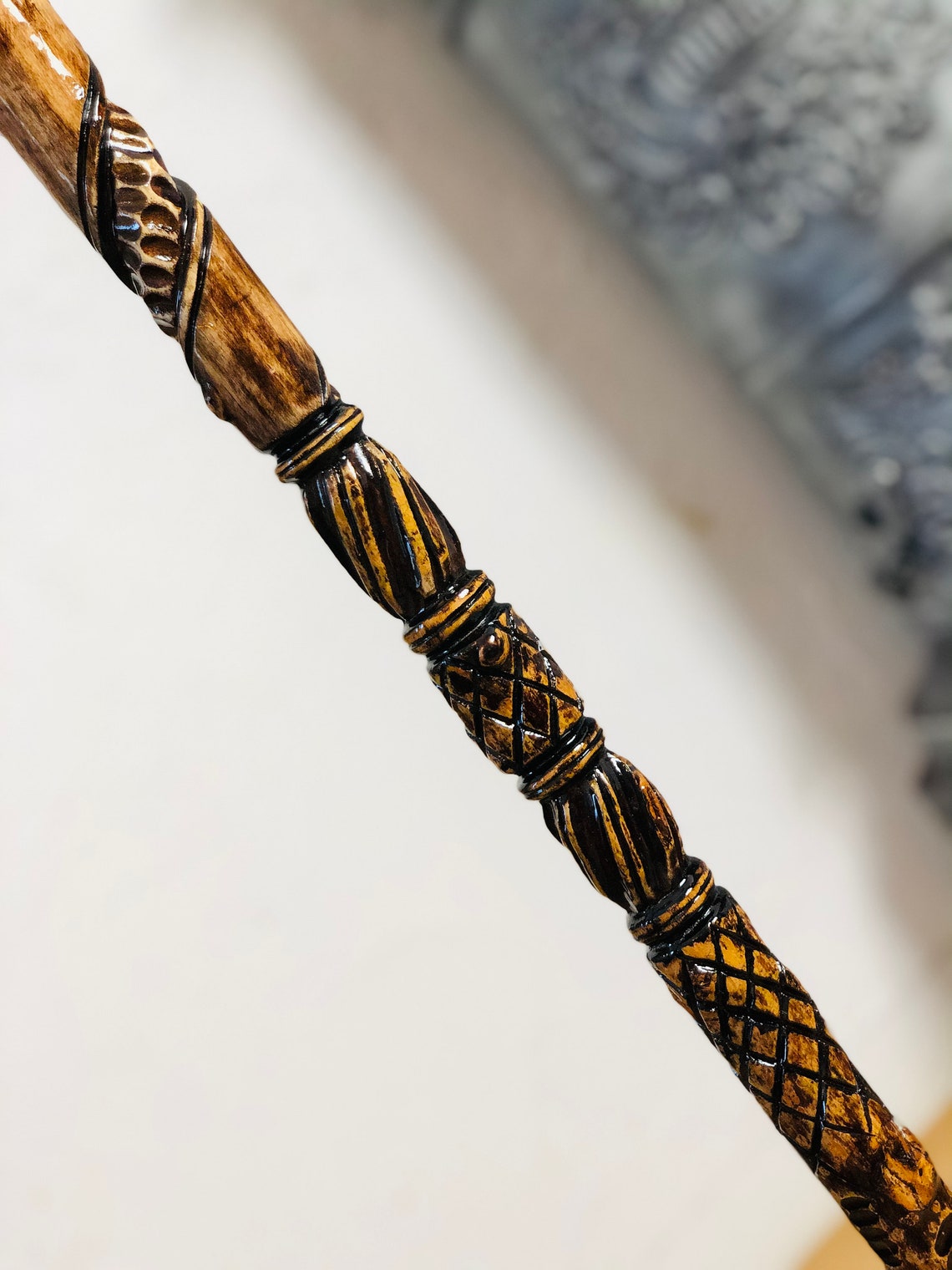 Wanderstab Magierstab Holzwanderstab Zaubererstab - Etsy.de