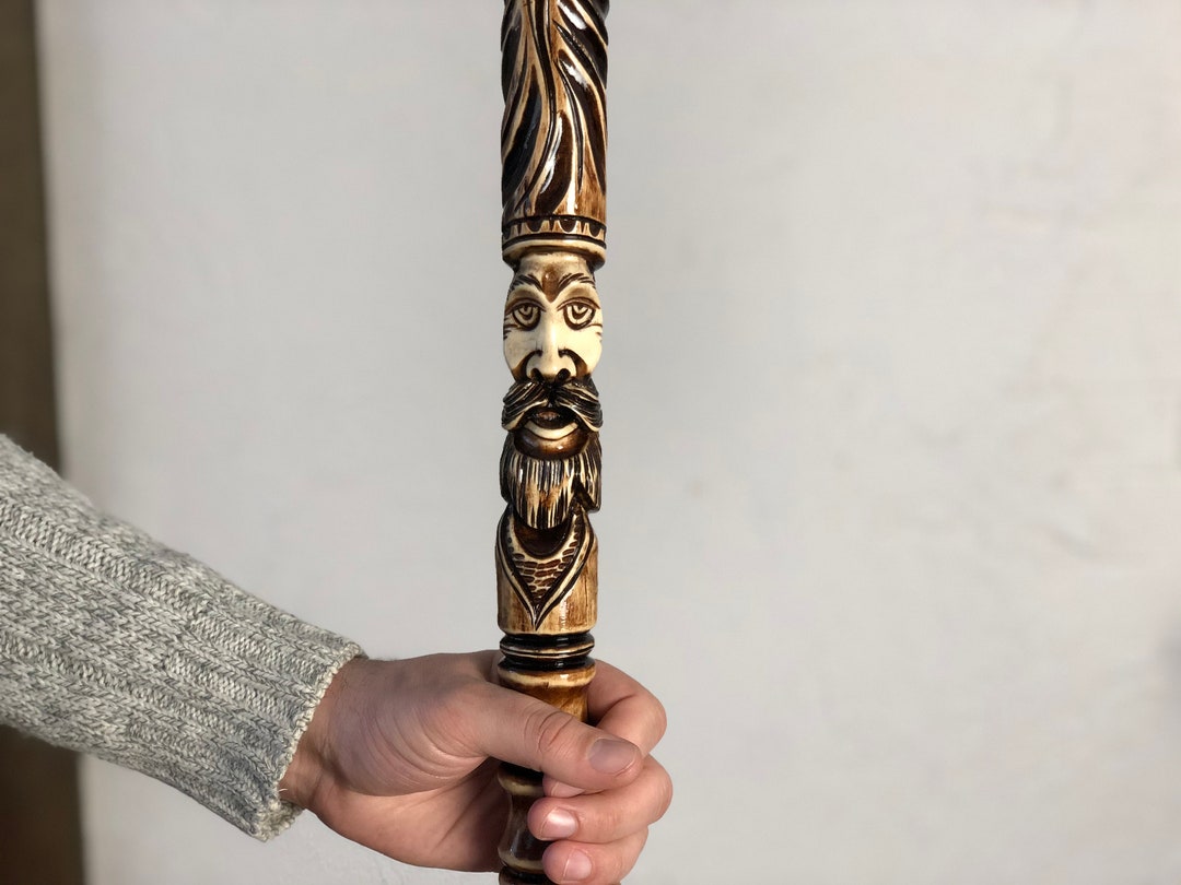 Larp Staff, Wizard Staff, Carved Wood Magic Staff - Etsy