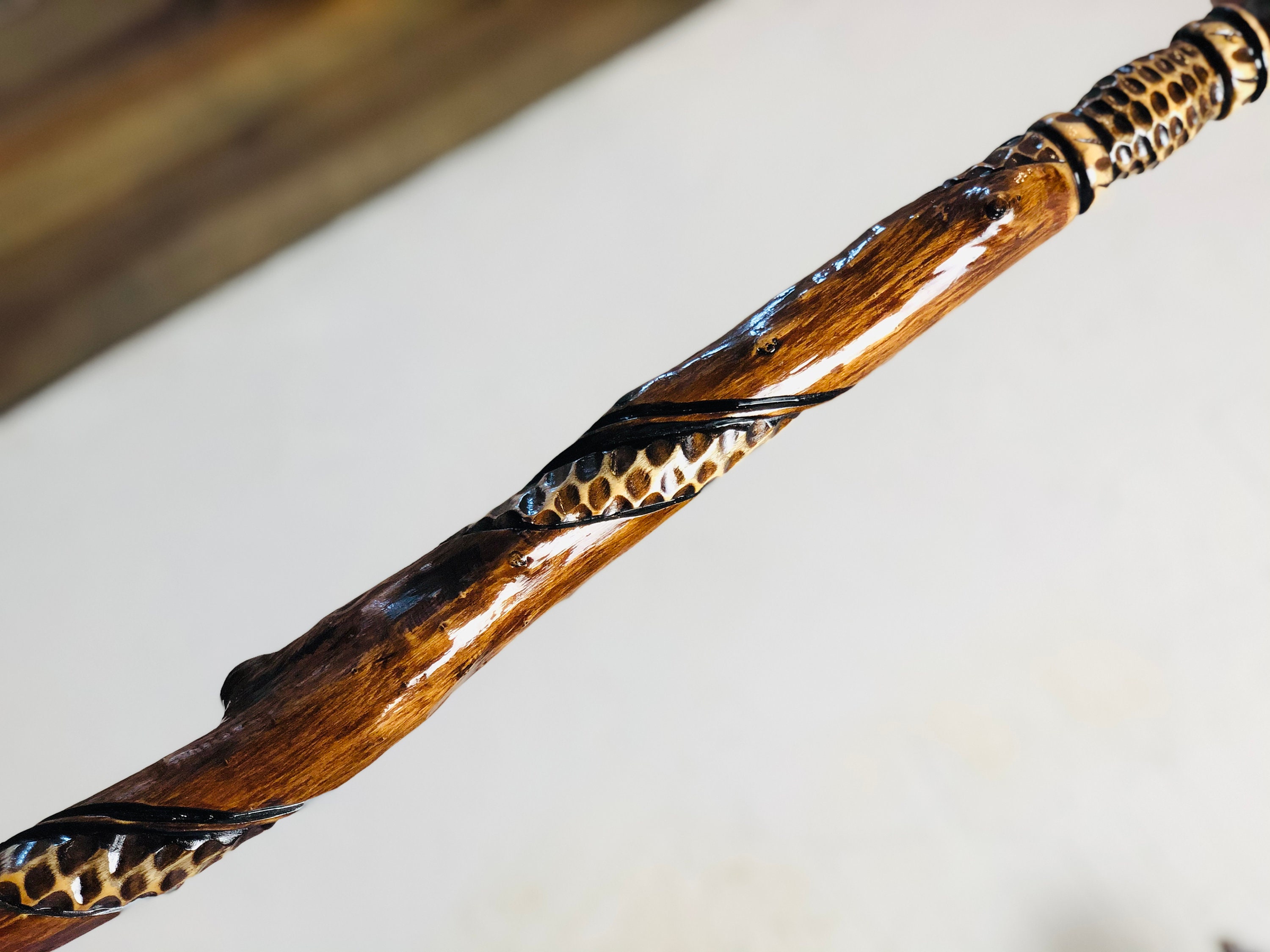 Fantasy Staff Wood Carving Staff Ceremonial Staff Wood - Etsy UK