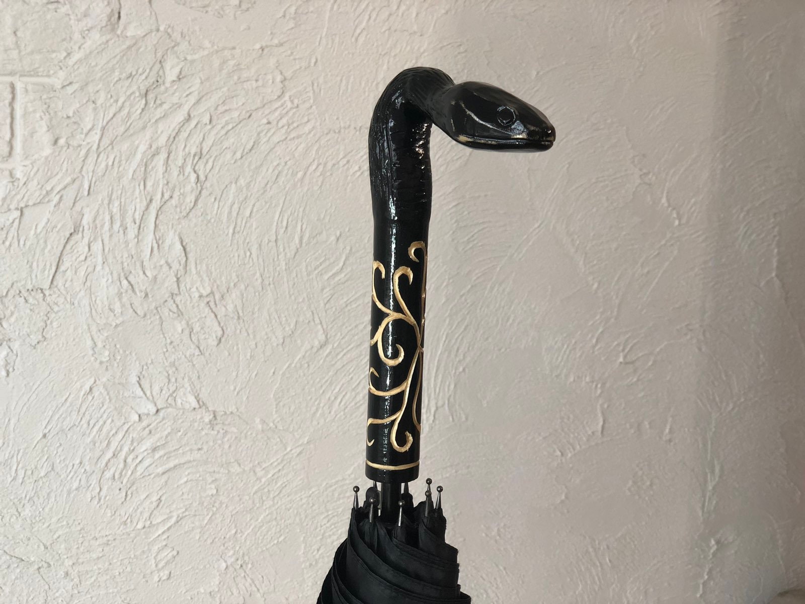 Hand Carved Wooden Umbrella Serpent Design Umbrella Snake | Etsy