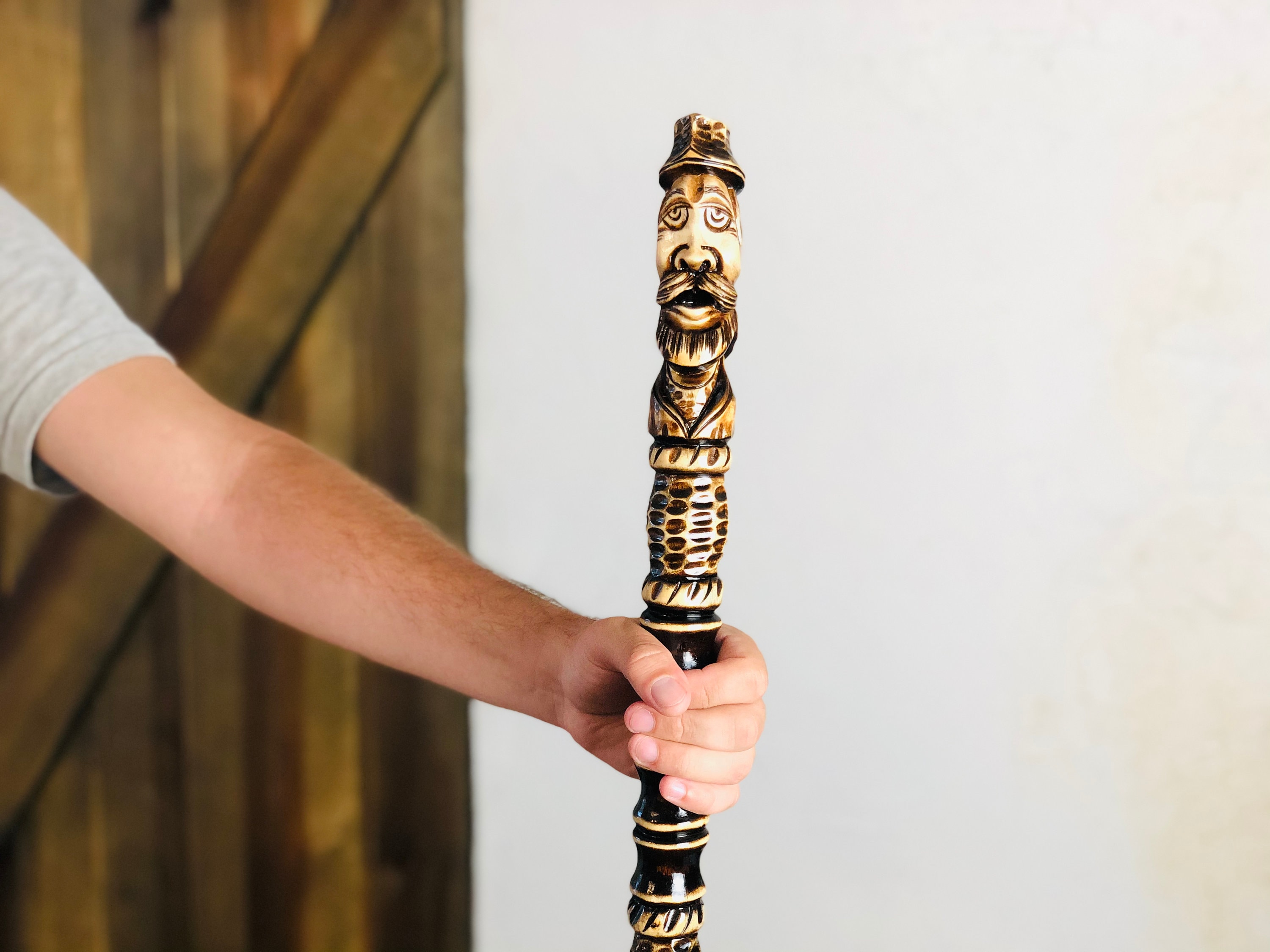 Fantasy staff wood carving staff ceremonial staff wood | Etsy