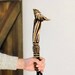 Forest Hiking Stick Bird, Wizard Stick Wooden Staff, Hand Carved Hiking ...