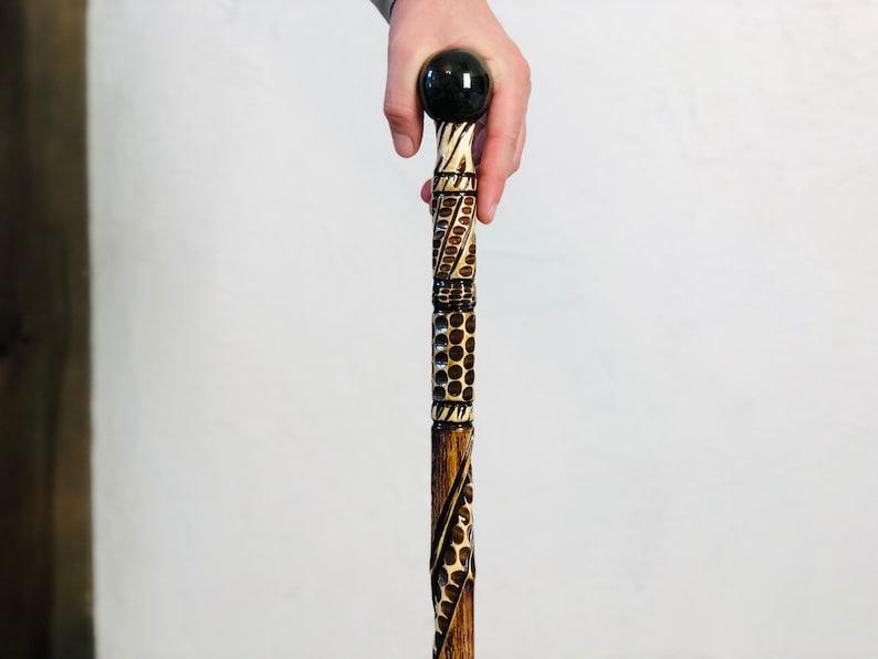 Hand Carved Walking Stick 36 Inch Wizard Walking Stick Magic - Etsy ...
