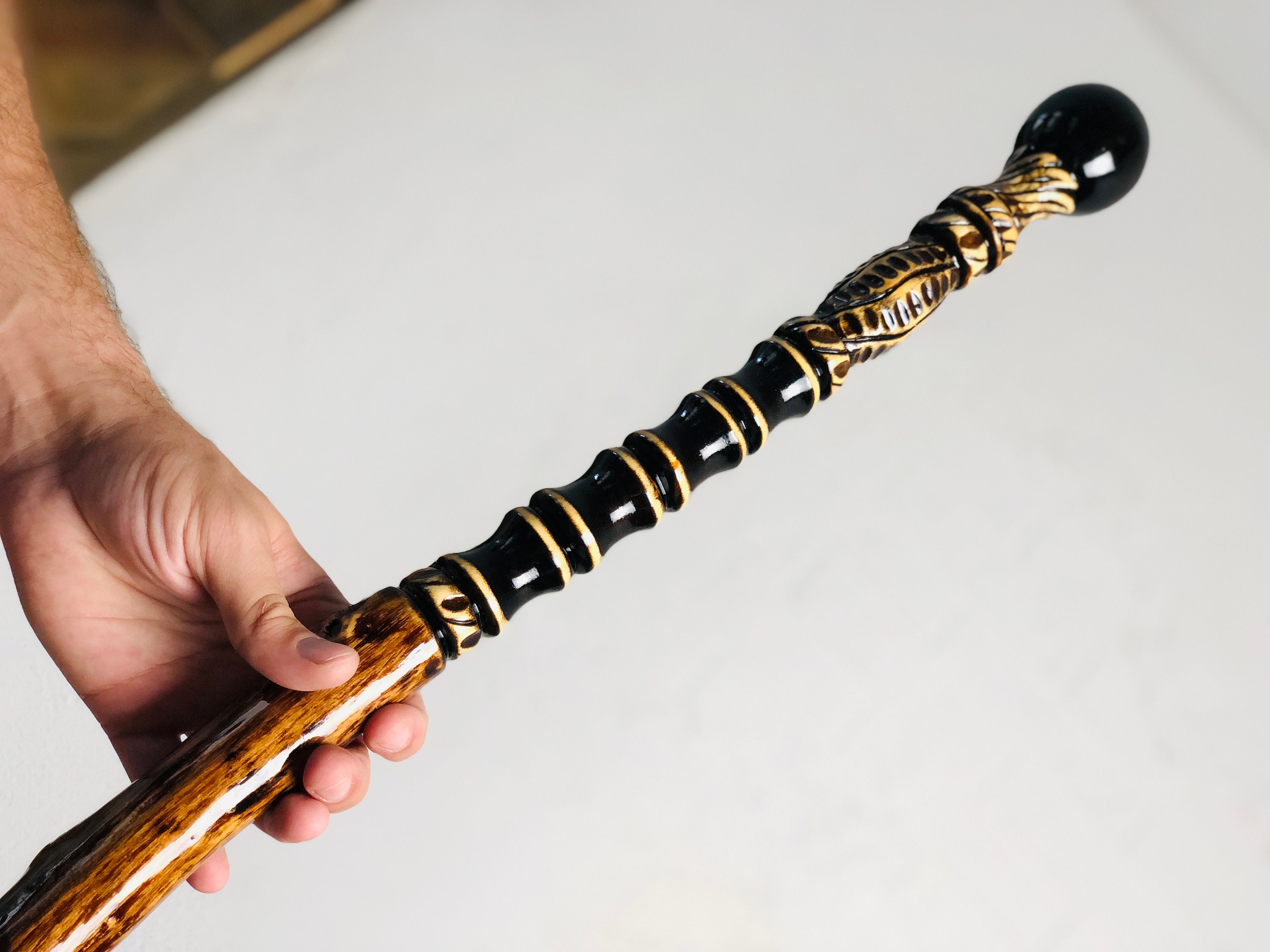 Wooden Staff Wizard Staff Rune Staff | Etsy