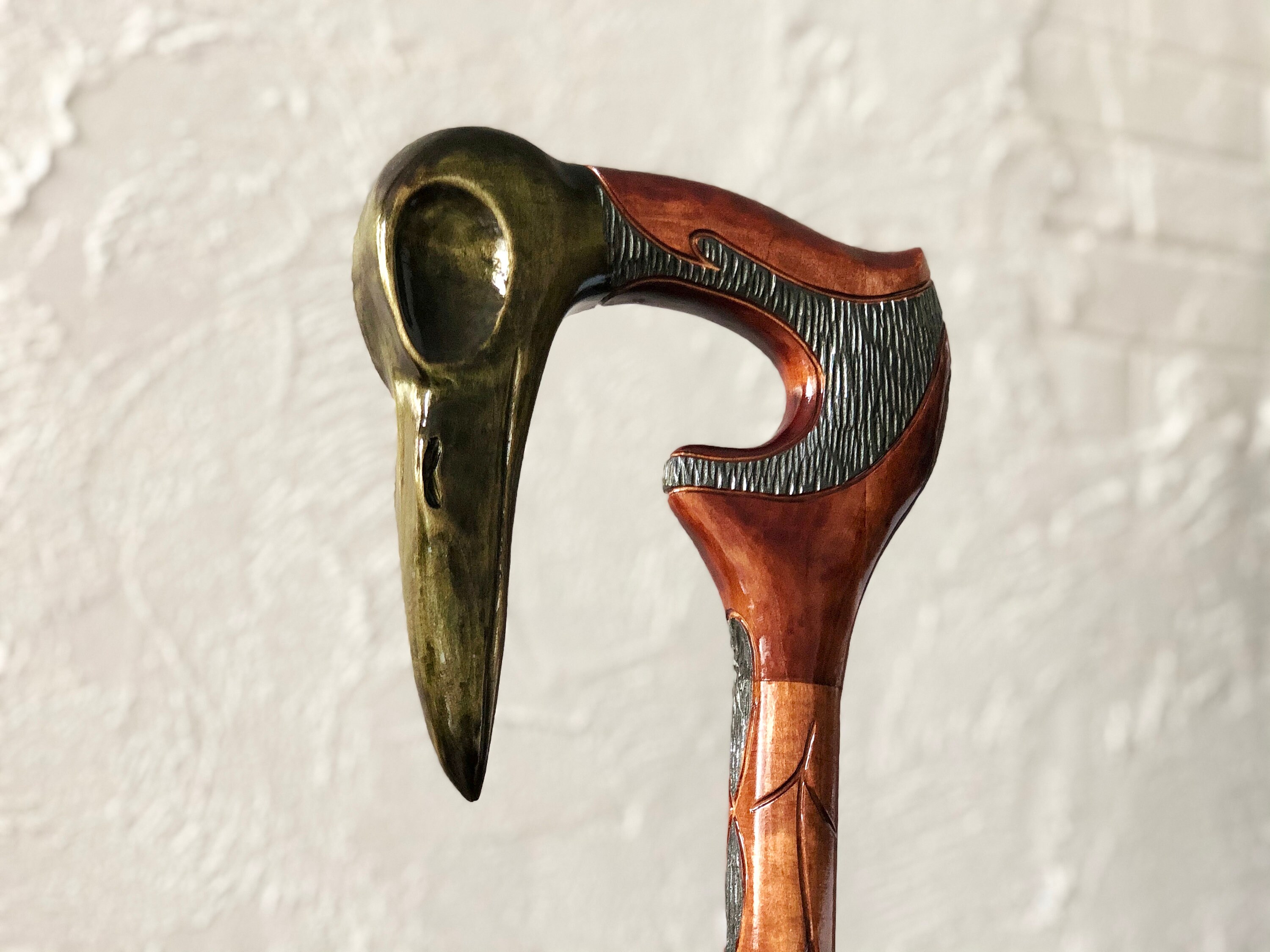 Raven Skull Walking Cane: Hand Carved Gothic Wood Stick - Etsy