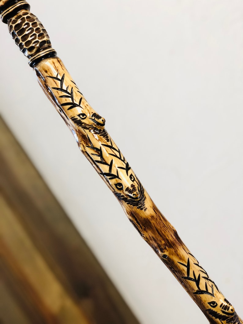 Forest Hiking Stick Bird Wizard Stick Wooden Staff Hand | Etsy