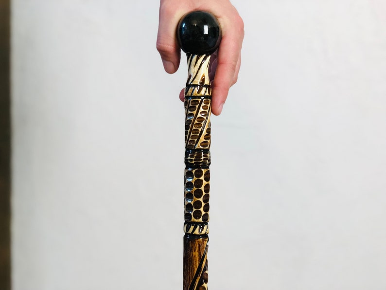 Hand Carved Walking Stick 36 Inch Wizard Walking Stick Magic - Etsy
