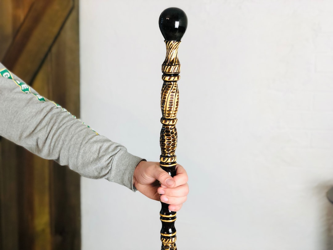 Hand Carved Wizard Staff: 61" Wooden Mage Walking Stick - Etsy