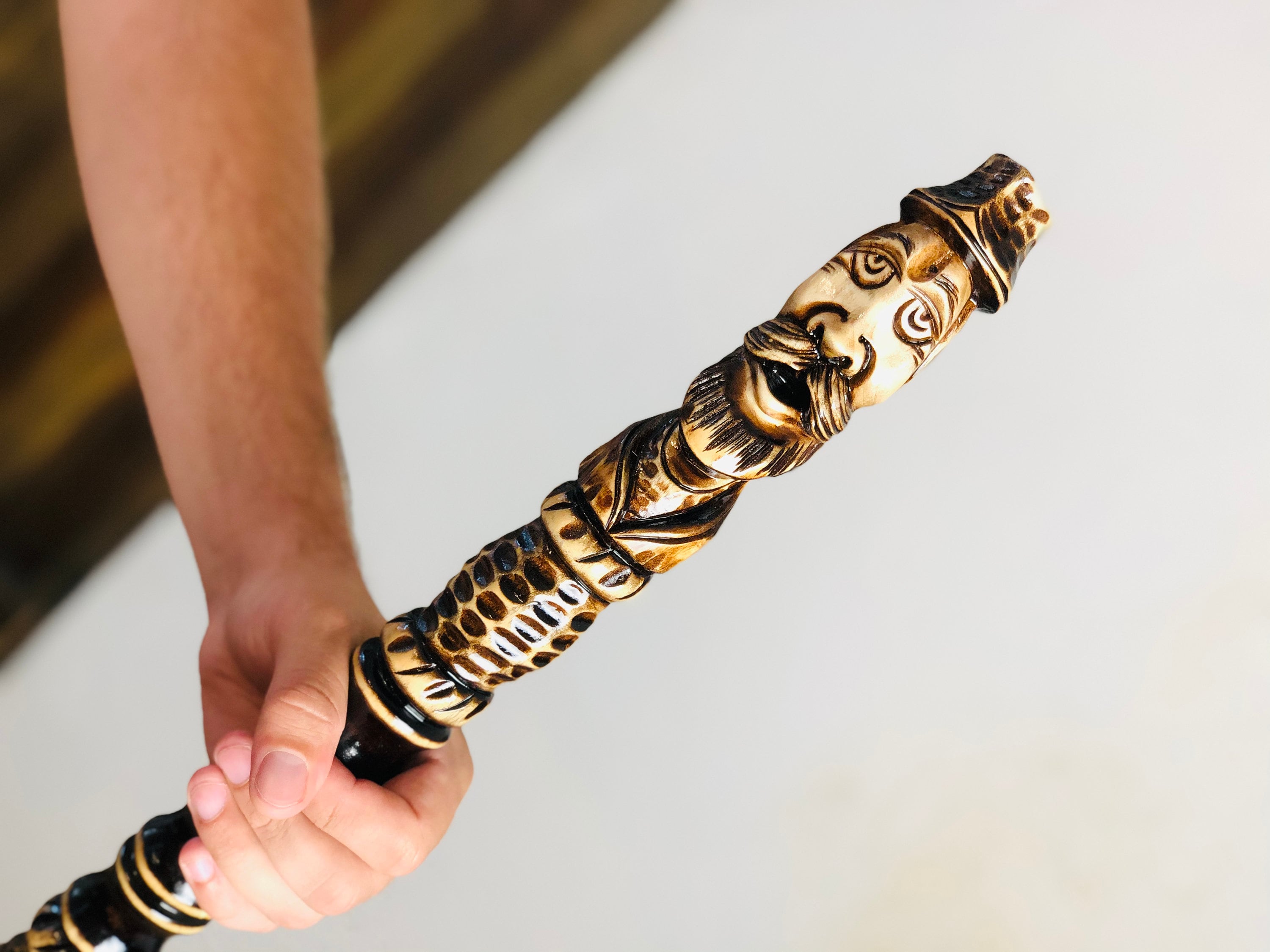 Fantasy Staff Wood Carving Staff Ceremonial Staff Wood - Etsy UK